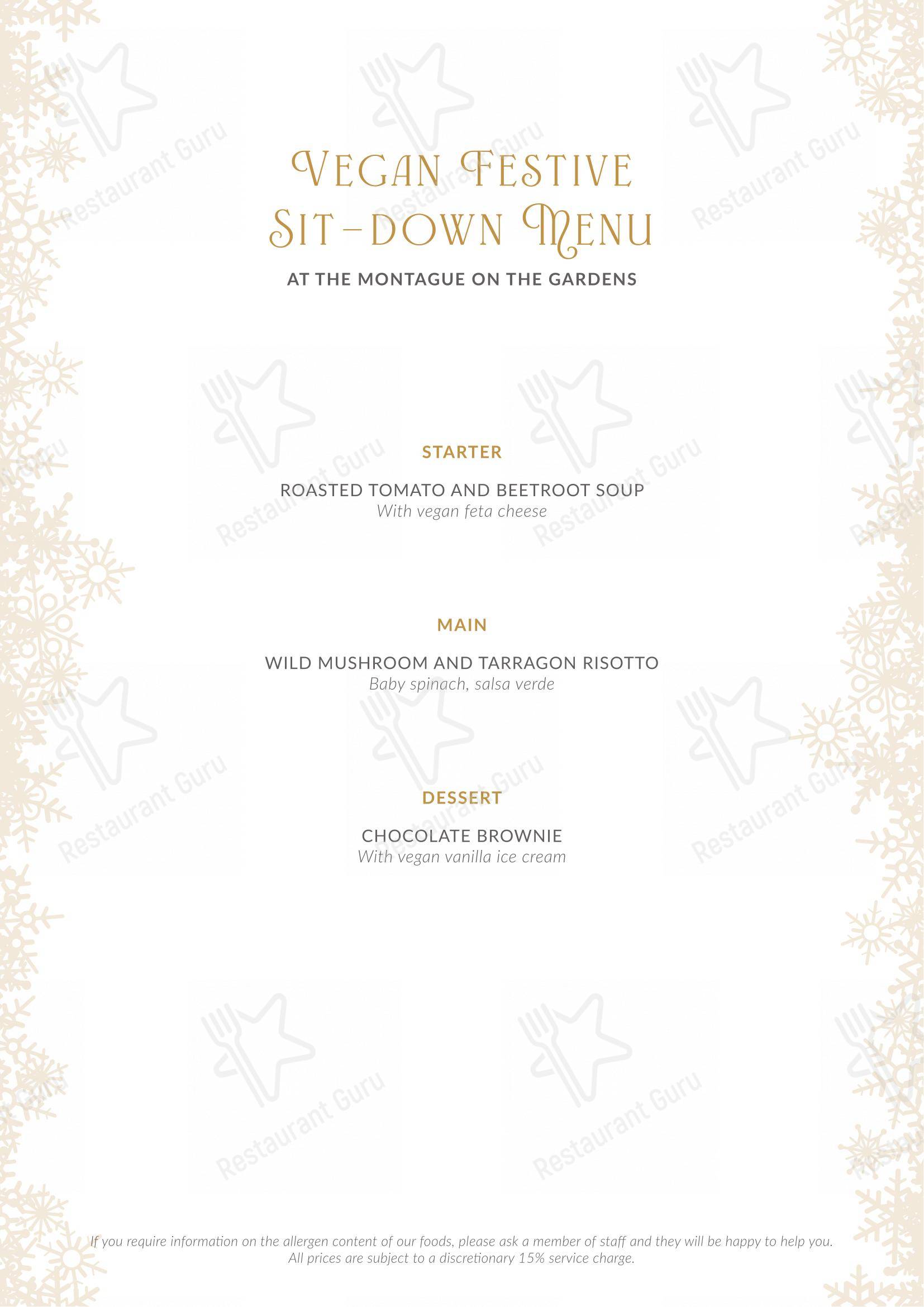 Menu at The Montague Ski Lodge pub & bar, London