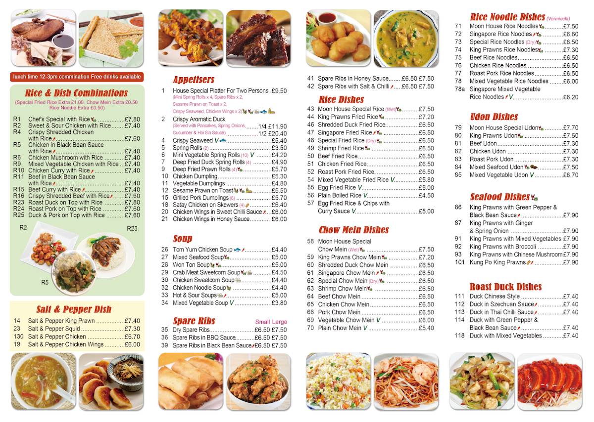 Menu at The Moon House fast food, London, 56 Woodgrange Rd