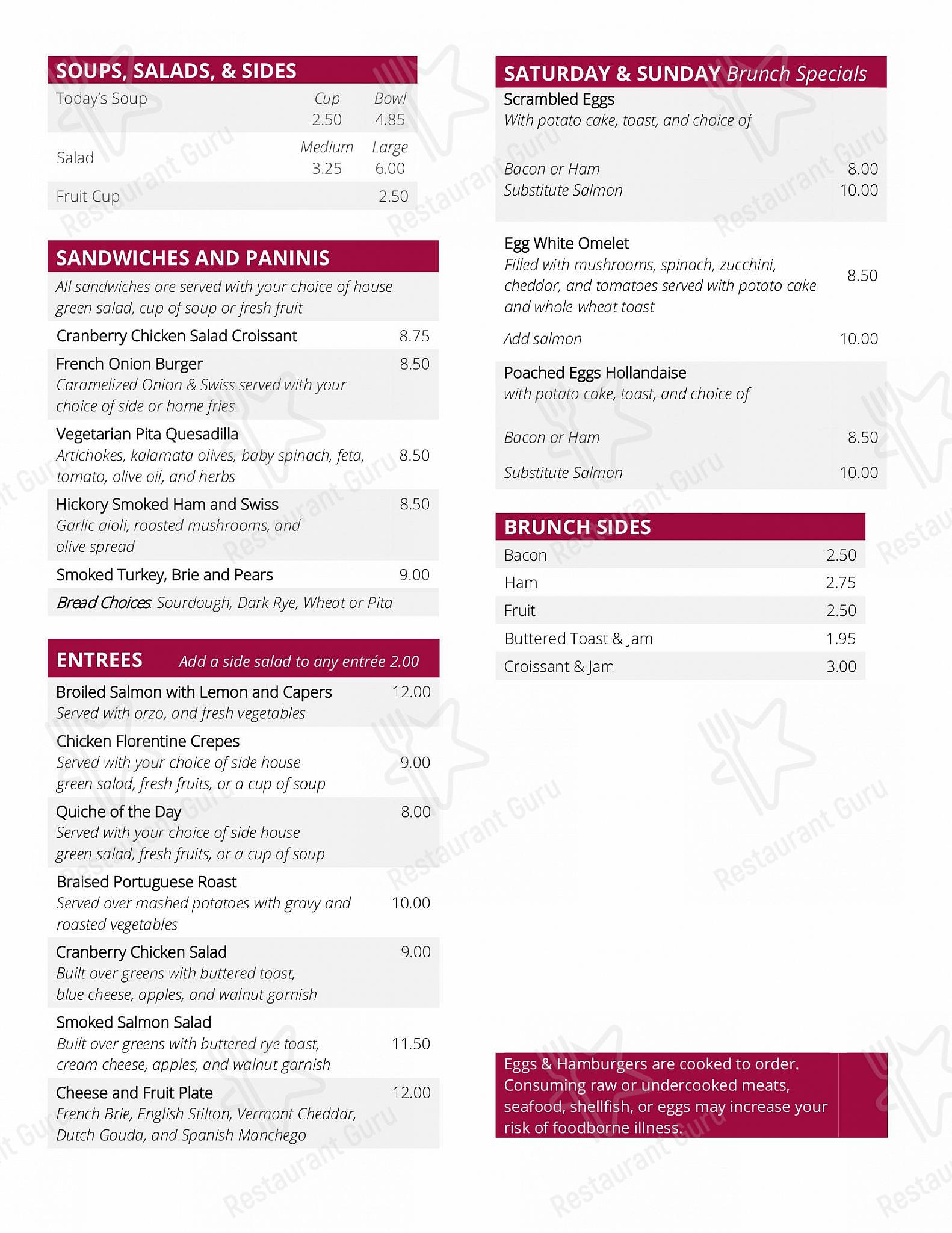 Menu at The Muse restaurant, Wichita