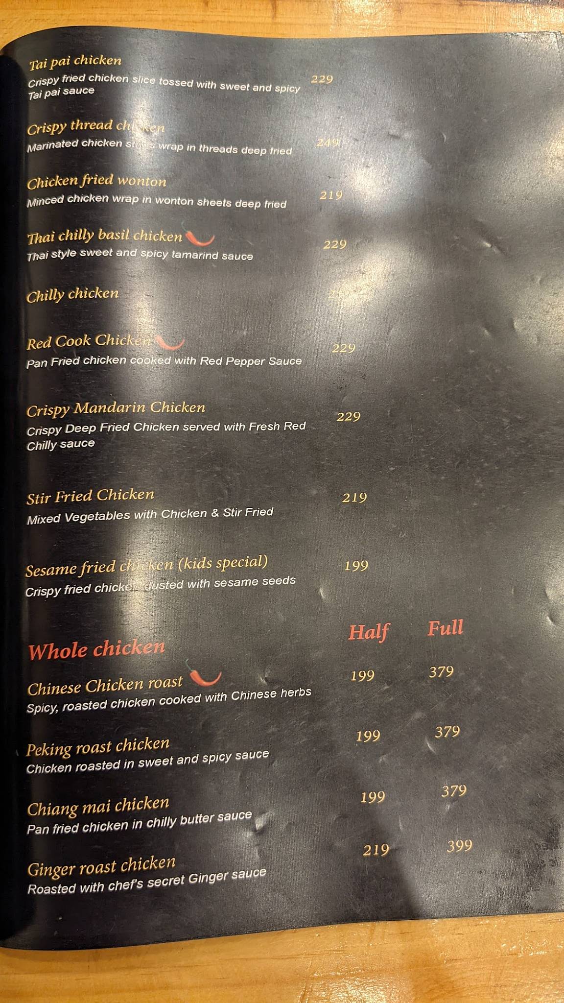 Menu at The Nanking, Mysuru