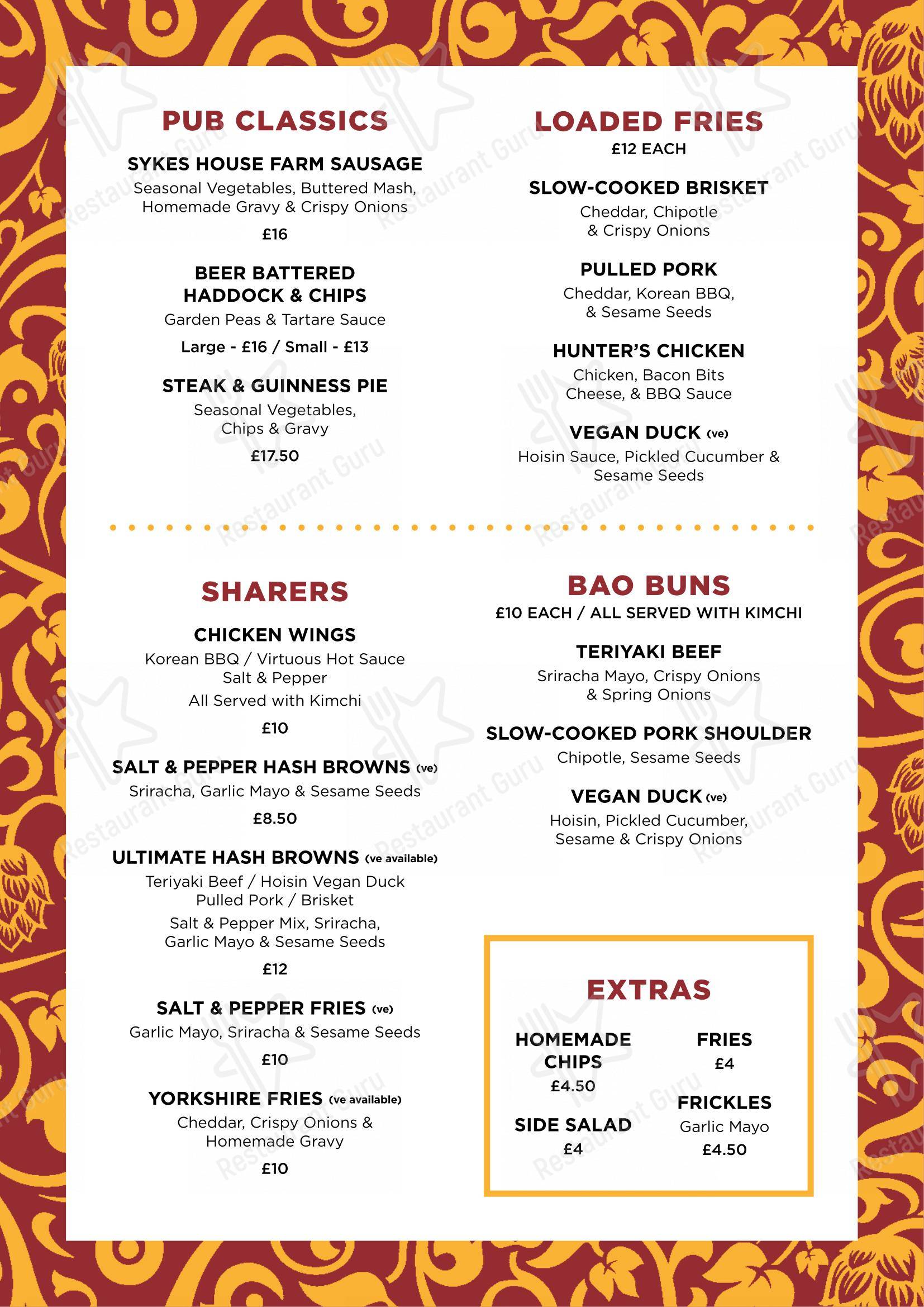 Menu at The Narrow Boat pub & bar, Skipton