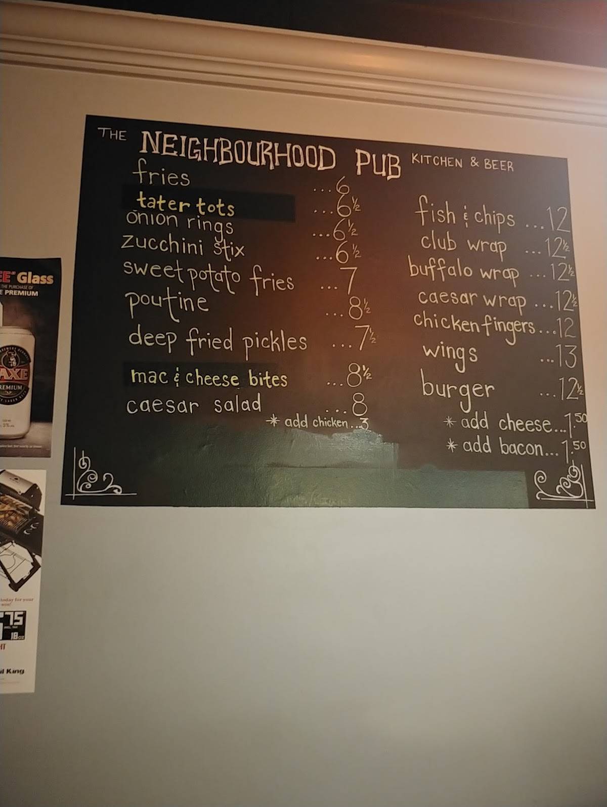 Menu at The Neighbourhood Pub, Ottawa