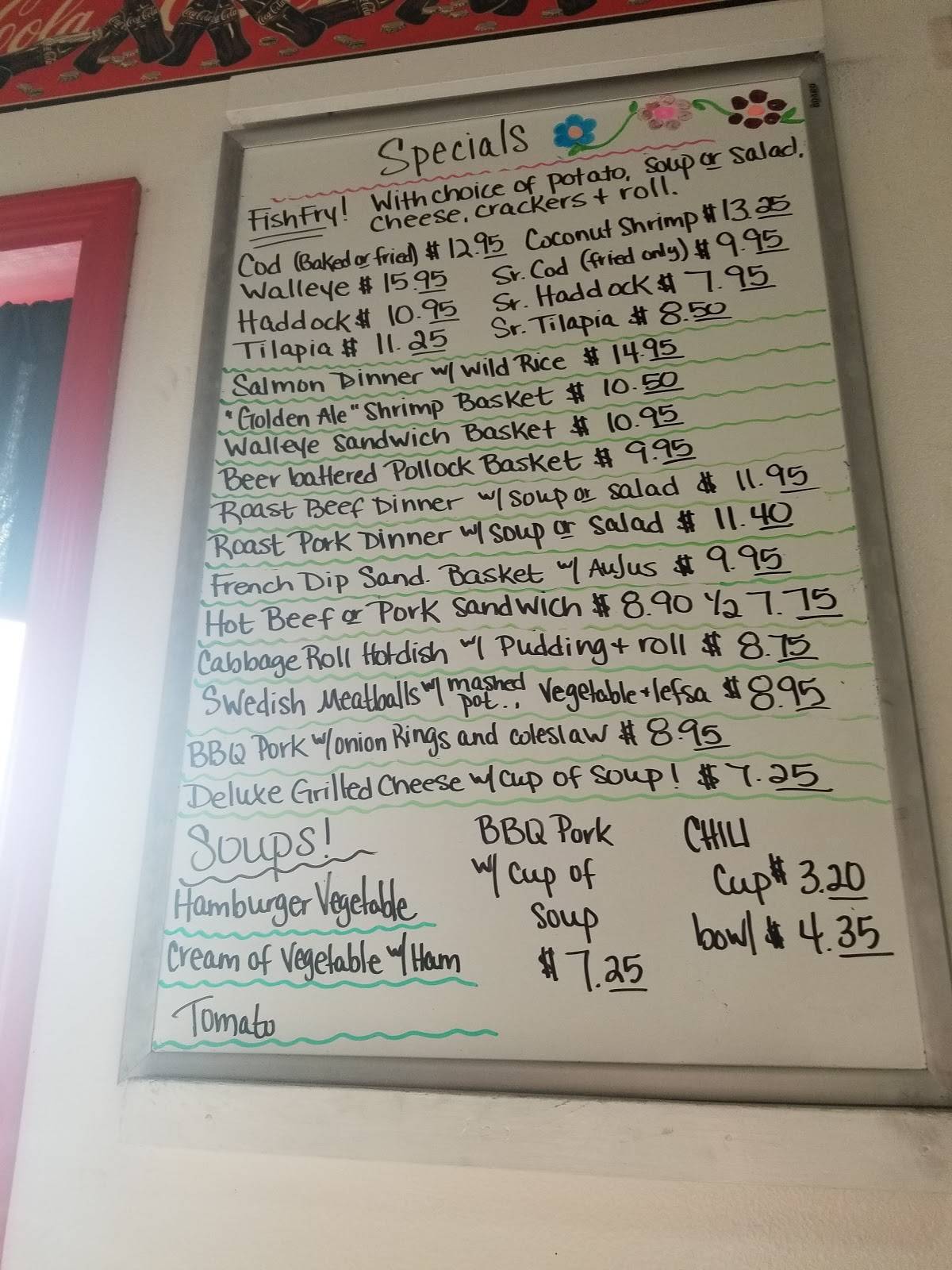 Menu at The New Frontier restaurant, Turtle Lake