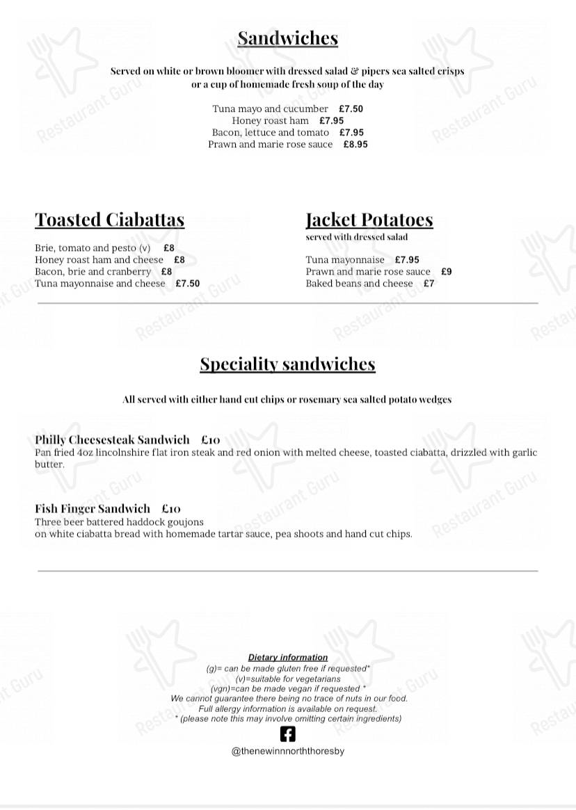 Menu at The New Inn pub & bar, North Thoresby, Station Rd
