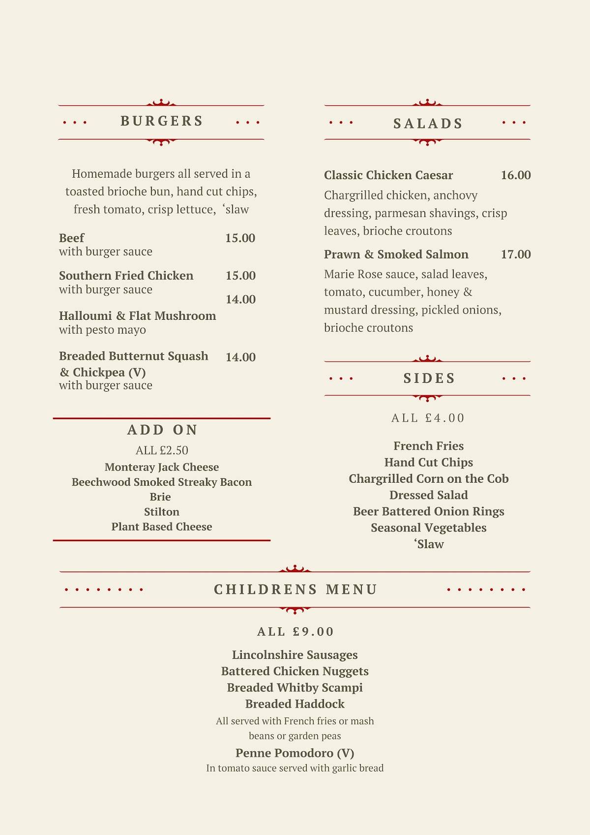 Menu at The New Inn pub & bar, North Thoresby, Station Rd