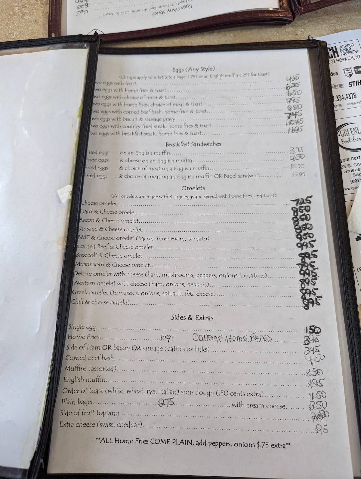 Menu at The Norwich Diner restaurant, Norwich, 47 E Main St