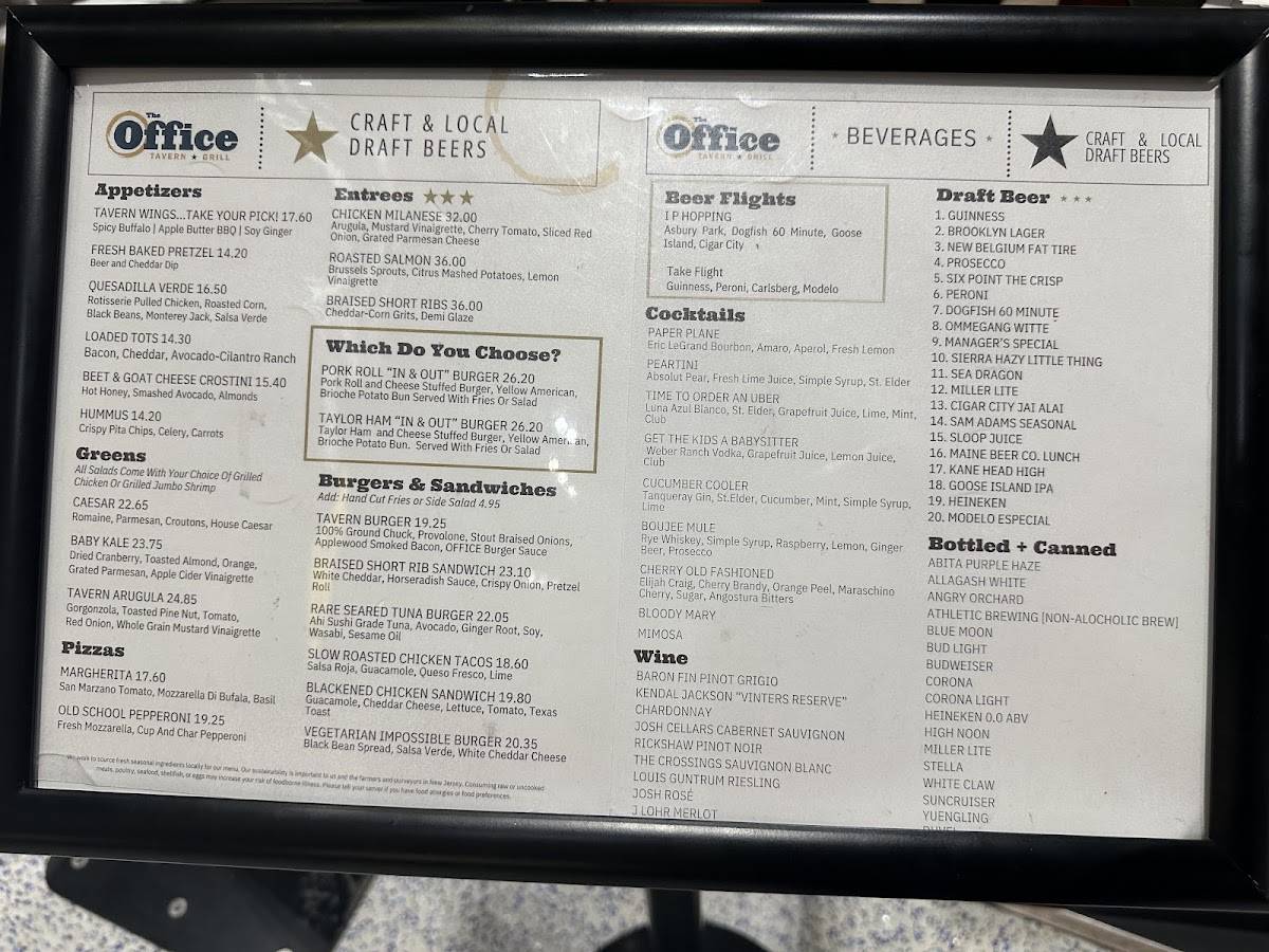 Menu at The Office Tavern Grill pub & bar, Newark