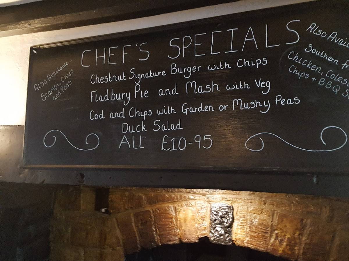 Menu at The Old Chestnut Tree Inn pub & bar, Hill and Moor, Manor Rd