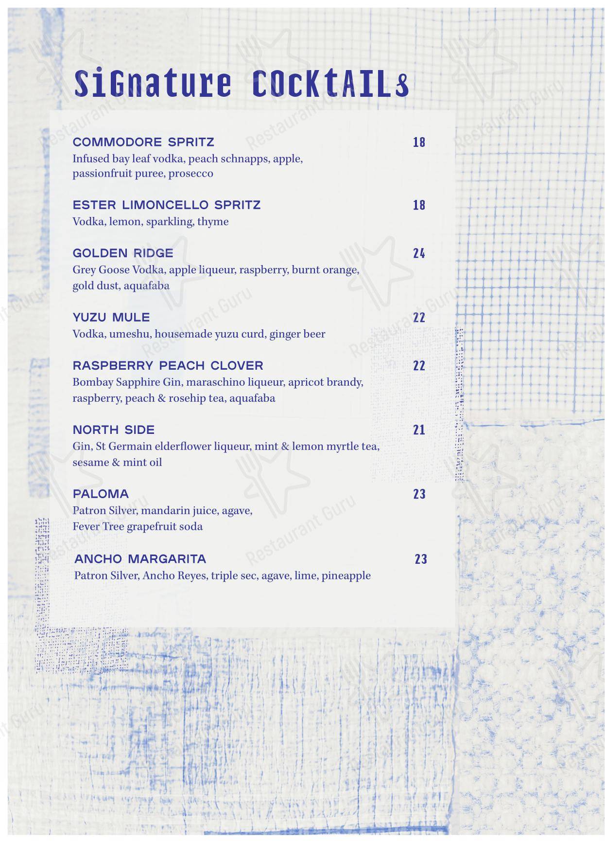 Menu at The Old Commodore Hotel pub & bar, McMahons Point