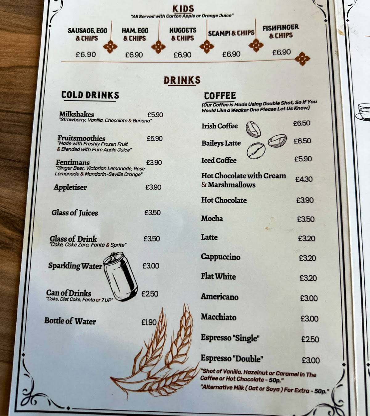 Menu at The Old Grain Store cafe, Rye