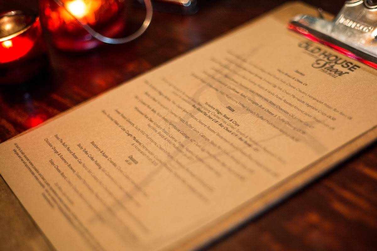 Menu at Ye Old House restaurant, Hull