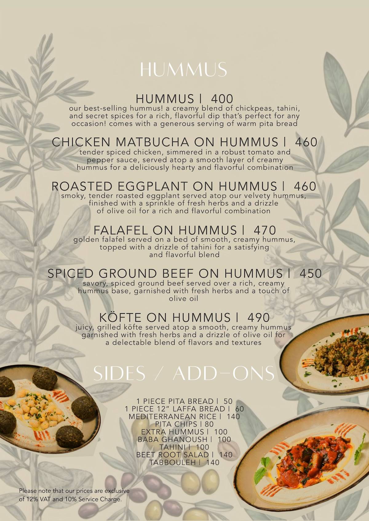 Menu at The Olive Tree Molito restaurant, Muntinlupa