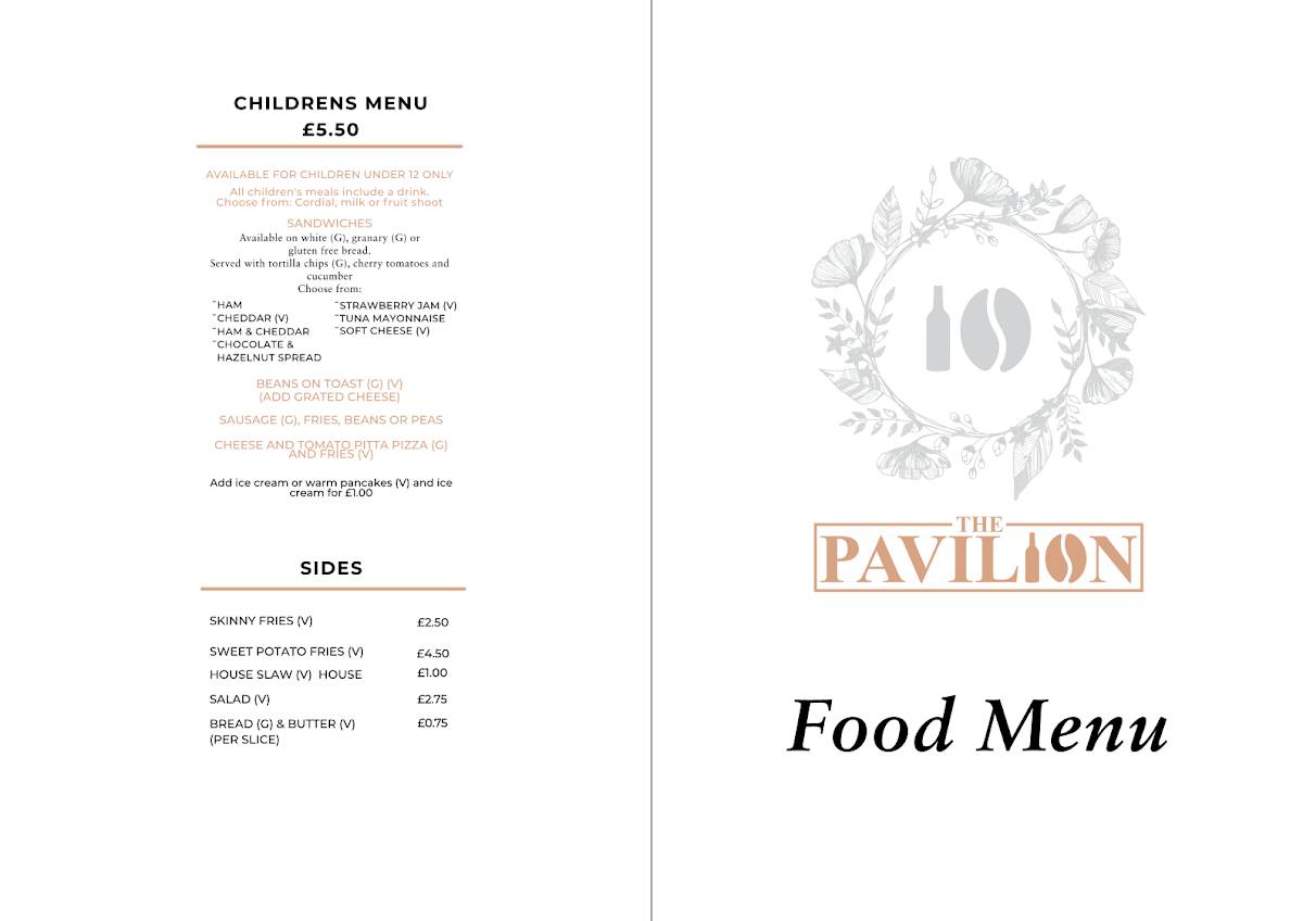 Menu at The Pavilion Cafe Bar Bistro Southport, Southport