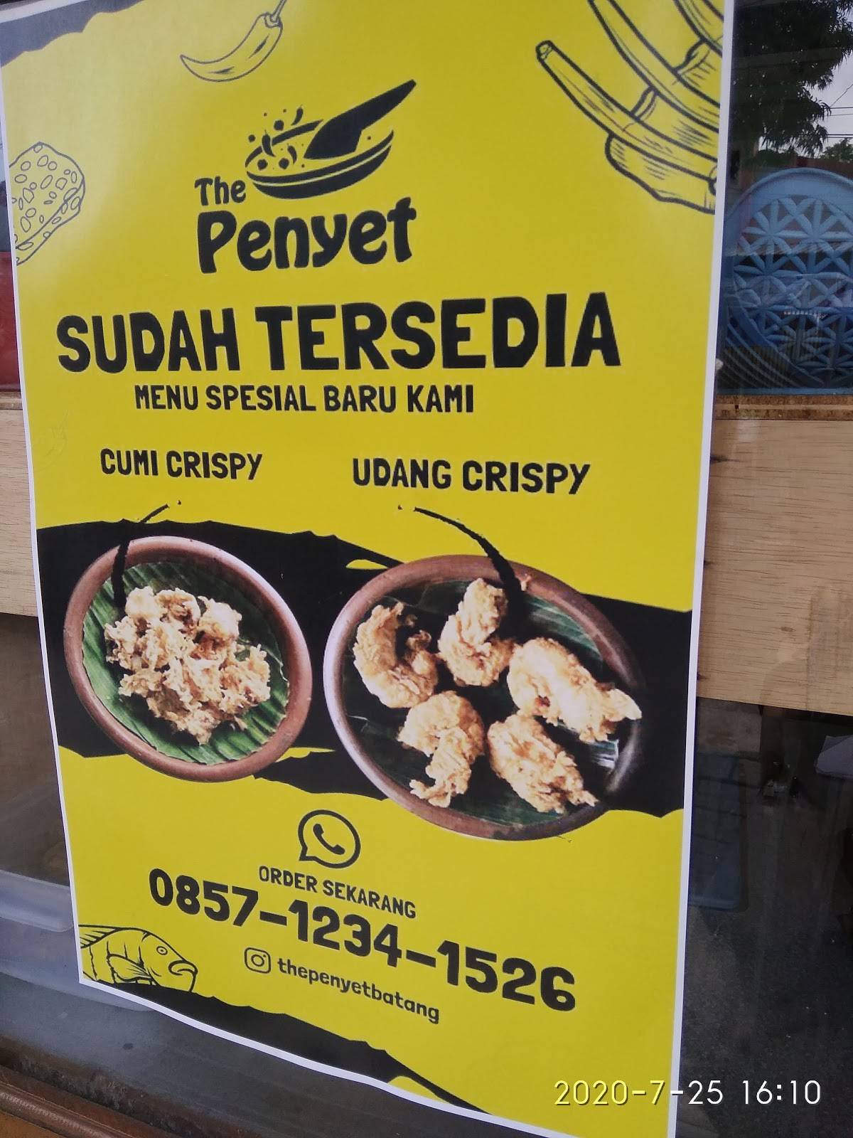 Menu at The Penyet restaurant, Batang