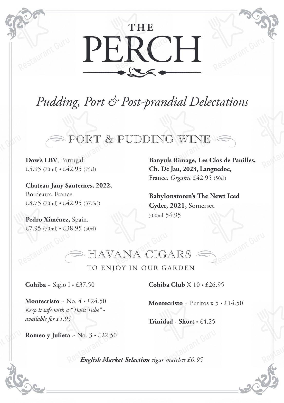 Menu at The Perch pub & bar, Oxford, Binsey Ln