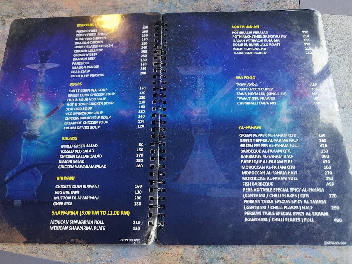 Menu at The Persian Table, Vadayampady