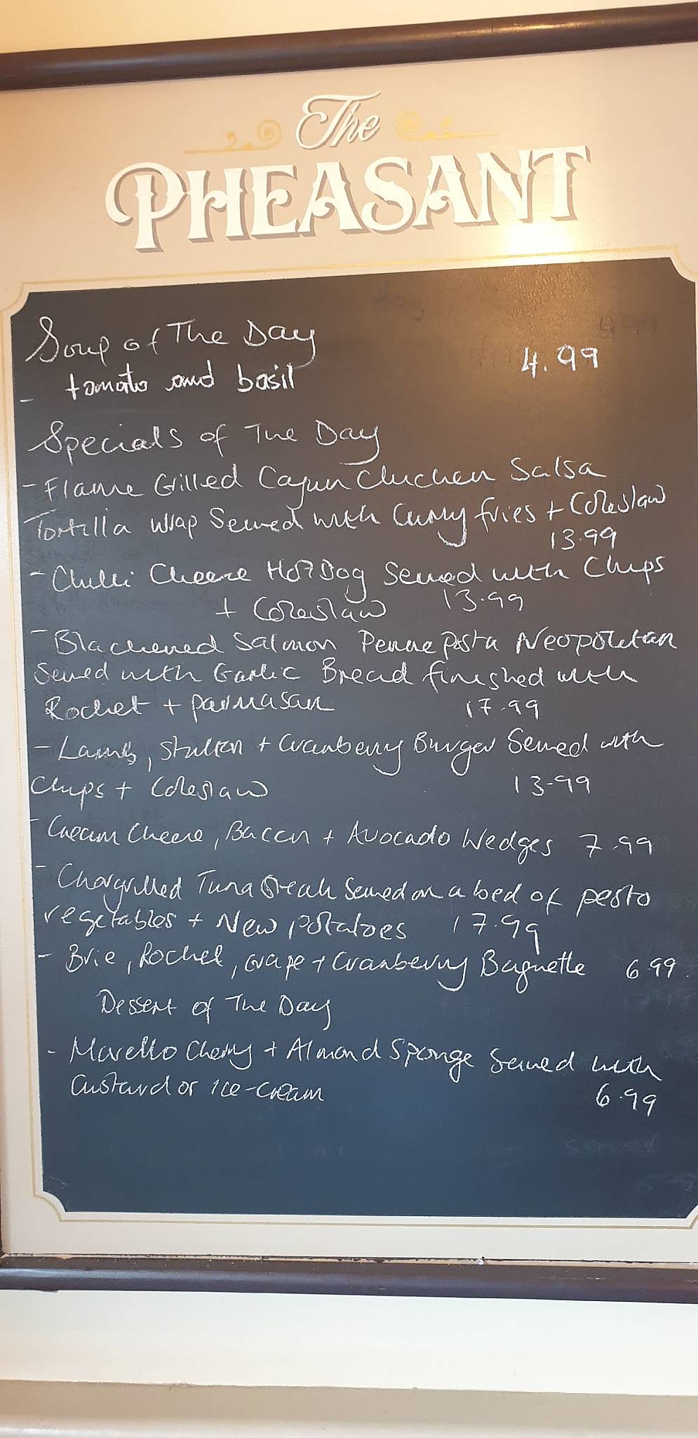 Menu at The Pheasant Inn & Restaurant Heathrow (over 18s only), Hayes ...
