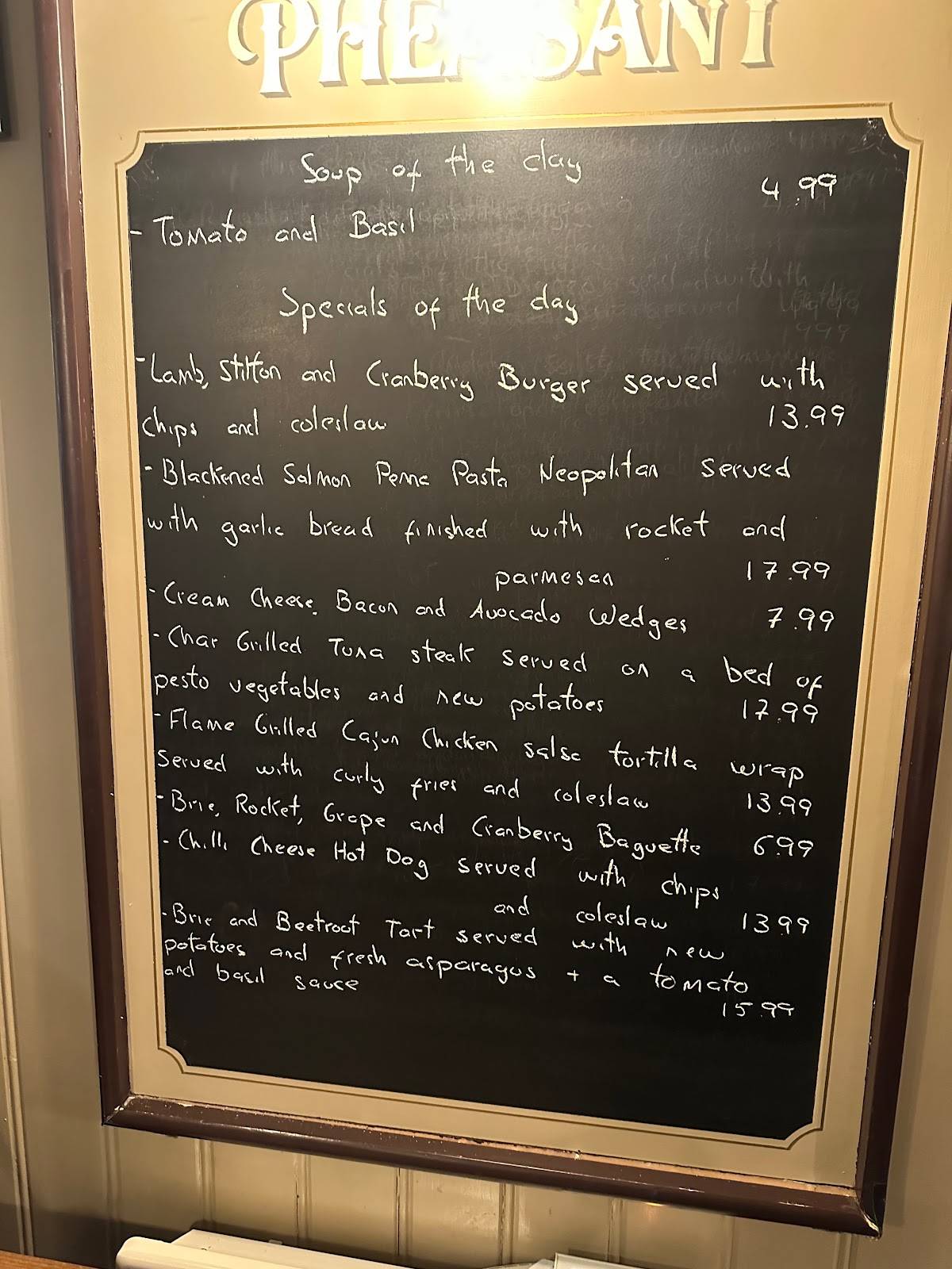 Menu at The Pheasant Inn & Restaurant Heathrow (over 18s only), Hayes ...
