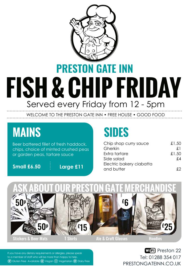Menu at The Preston Gate Inn pub & bar, Bude