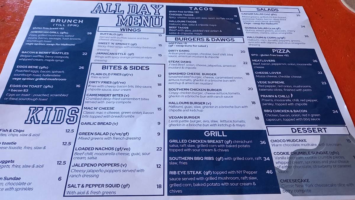 Menu at The Raft - Sports Cafe & Bar, Tauranga