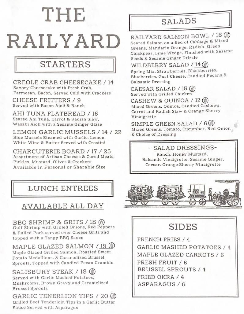 Menu at The RailYard restaurant, Decatur, 209 2nd Ave SE
