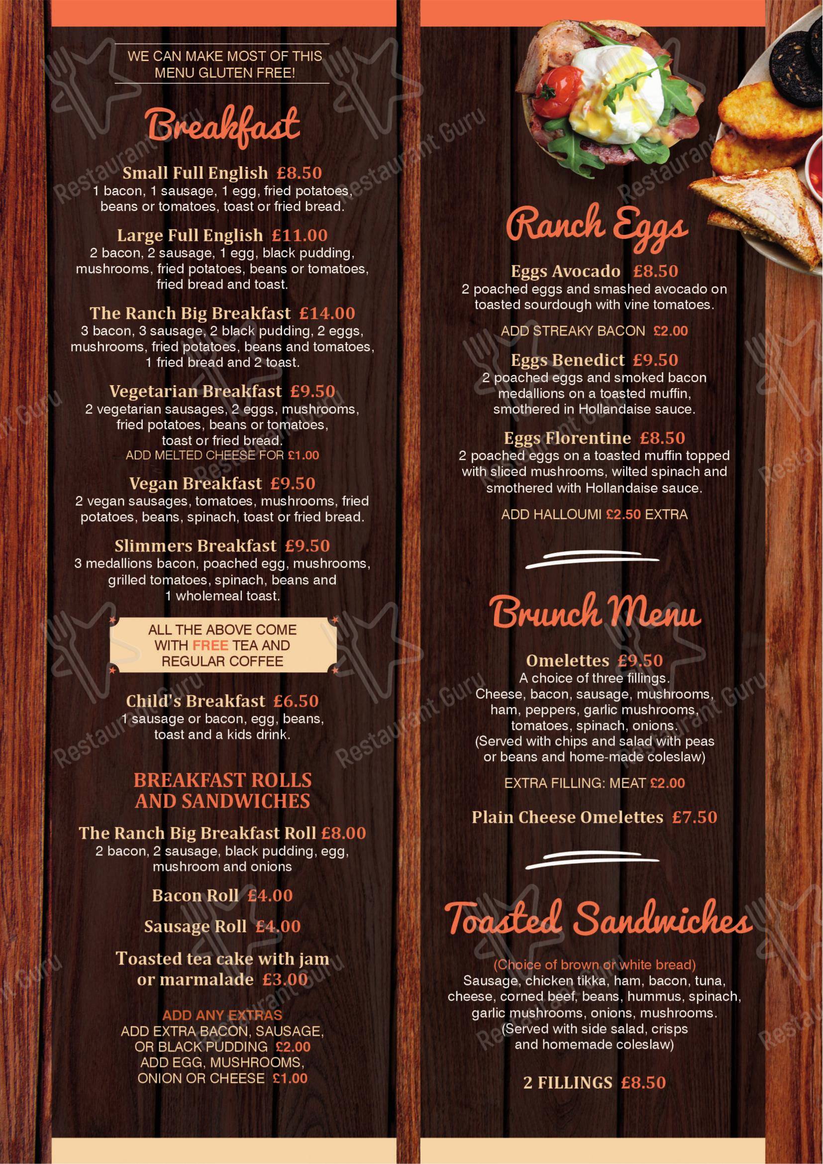 Menu at The Ranch Breakfast Bar and Grill, Resolven