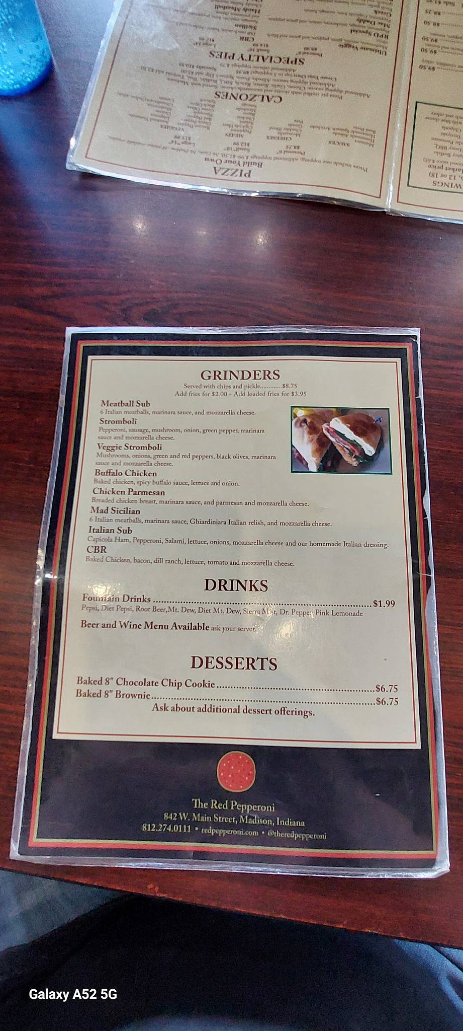 Menu at The Red Pepperoni pizzeria, Madison, 842 W Main St