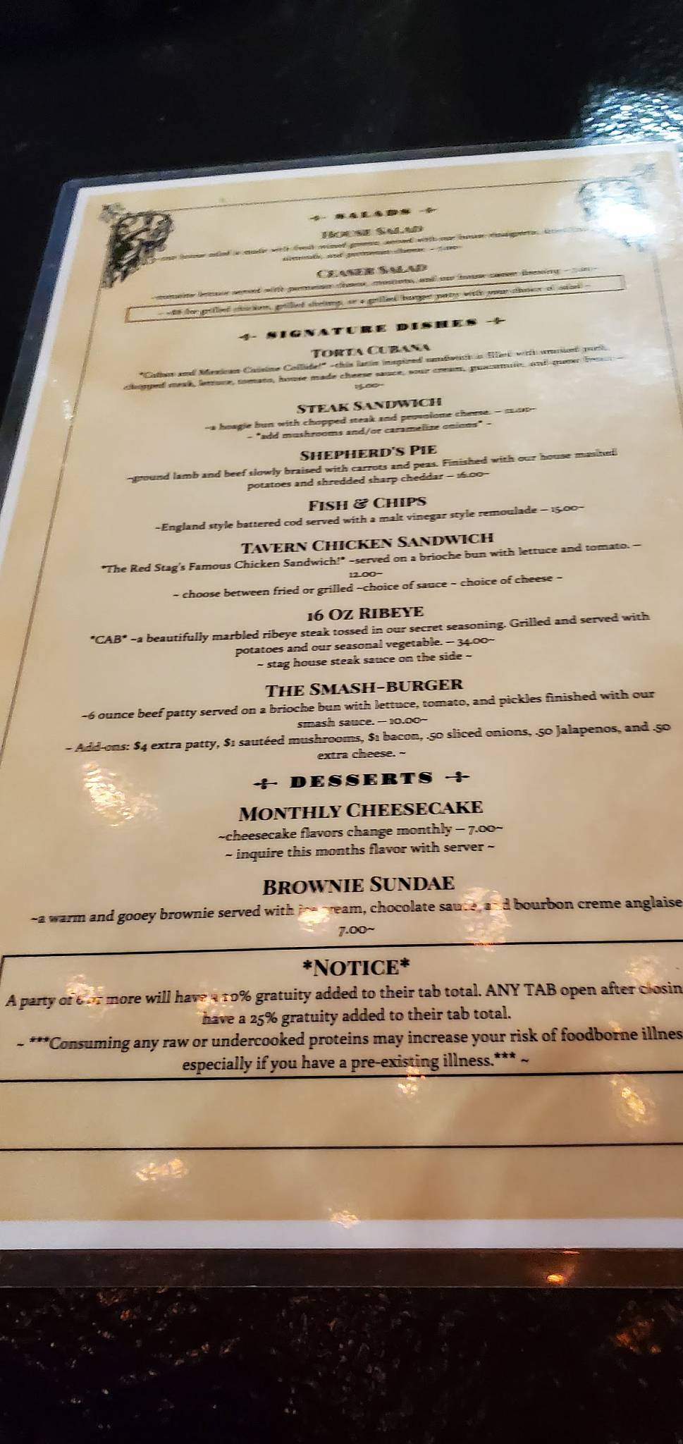 Menu at The Red Stag Tavern pub & bar, Vidalia