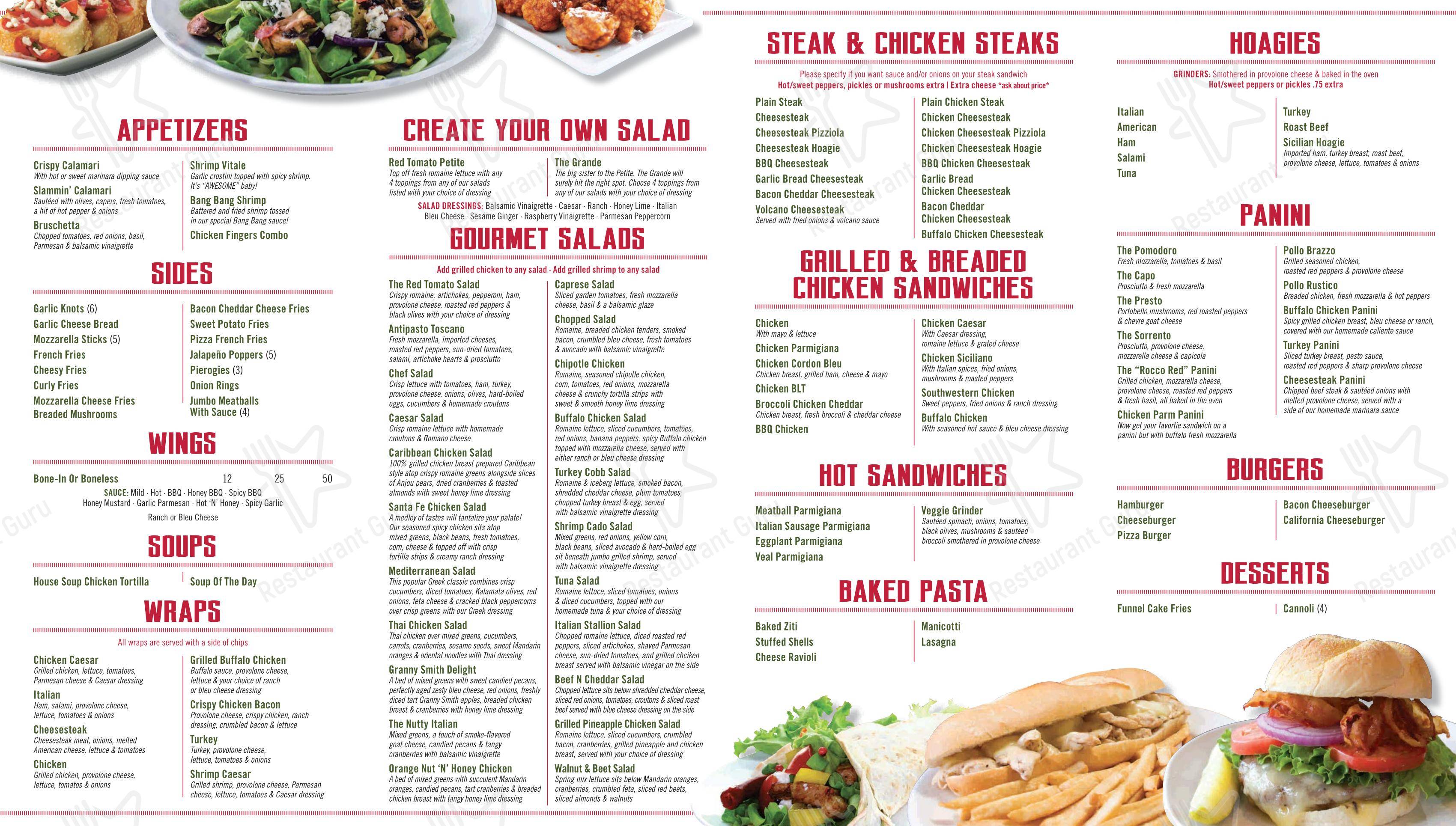 Menu at The Red Tomato Pizzeria, Schnecksville