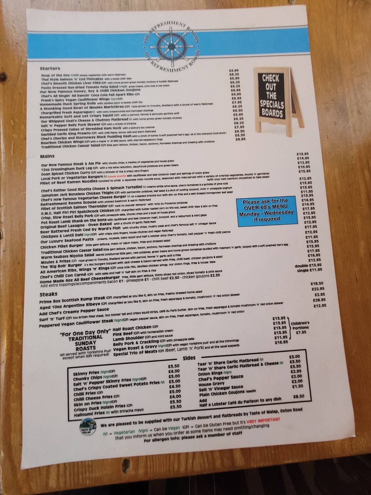 Menu at The Refreshment Rooms pub & bar, Birkenhead