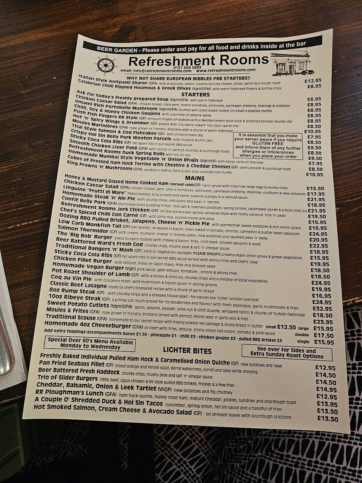 Menu at The Refreshment Rooms pub & bar, Birkenhead