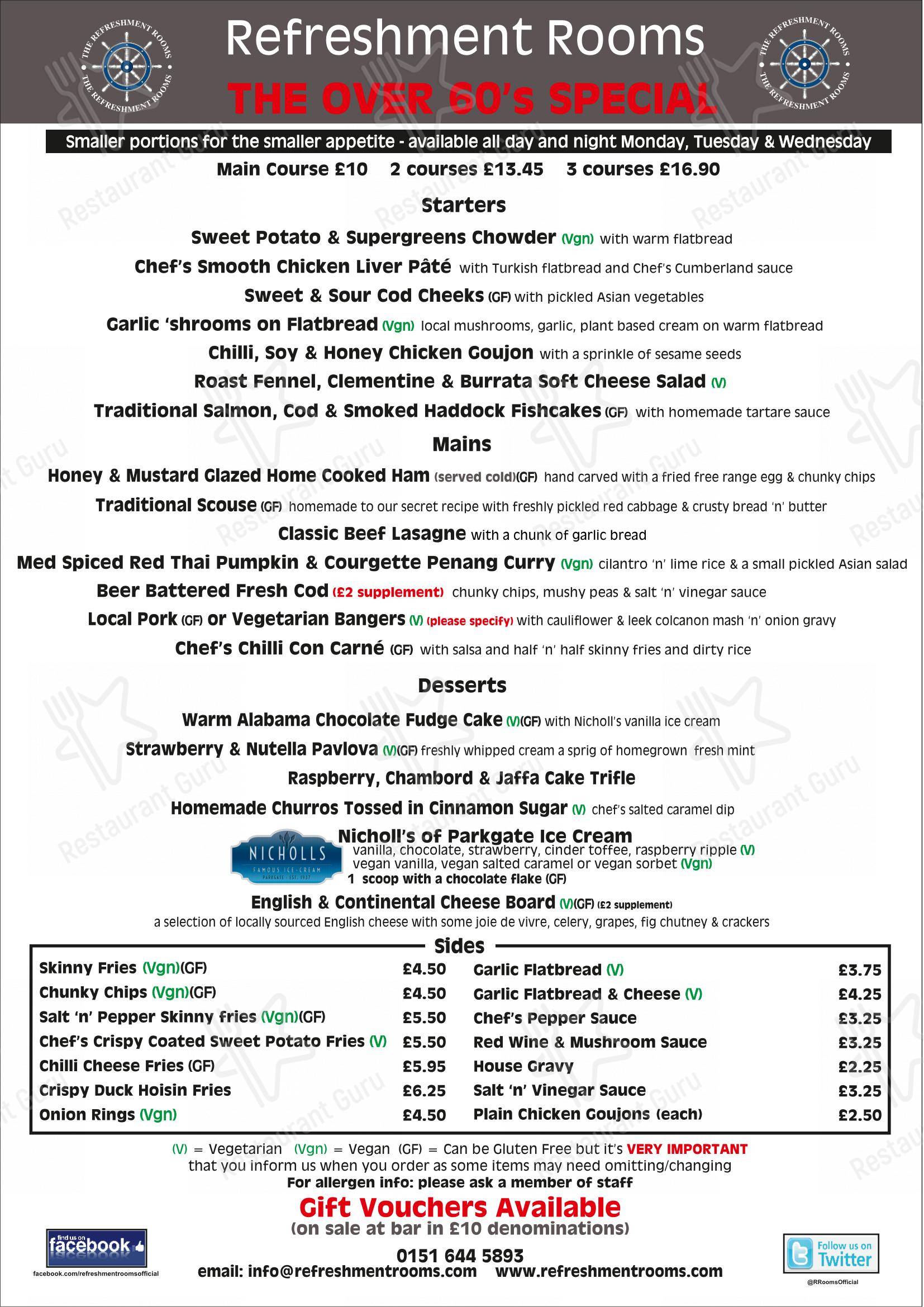 Menu at The Refreshment Rooms pub & bar, Birkenhead