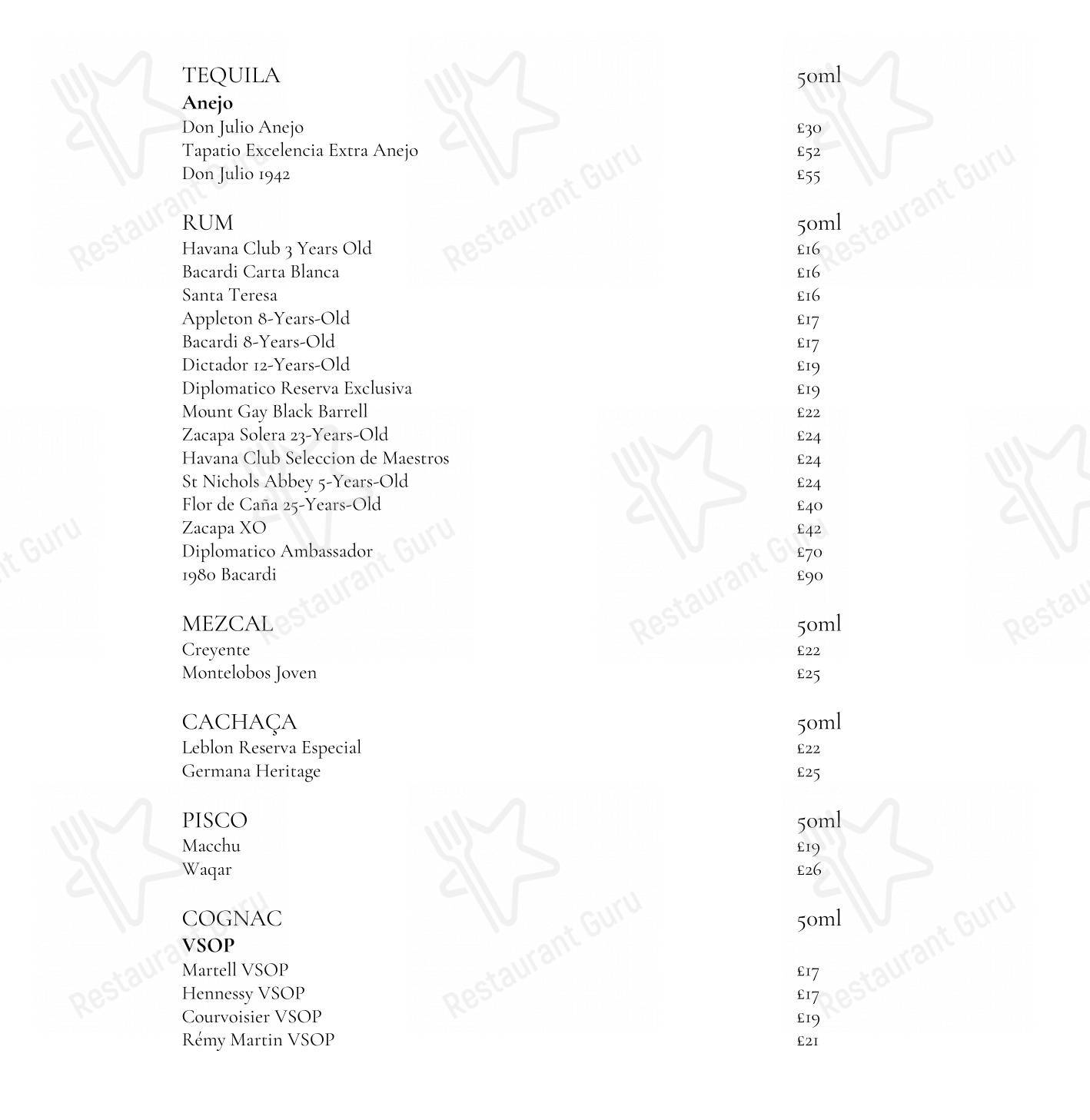 Menu at The Ritz Restaurant, London