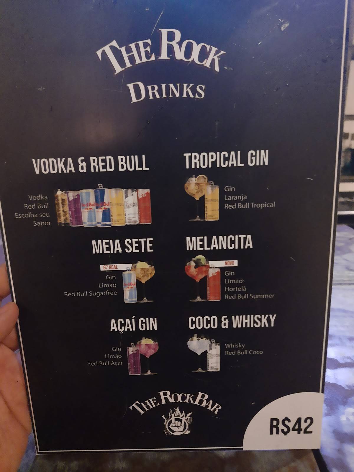 Menu em The Rock Bar, Rio de Janeiro, R. Jardim Botânico