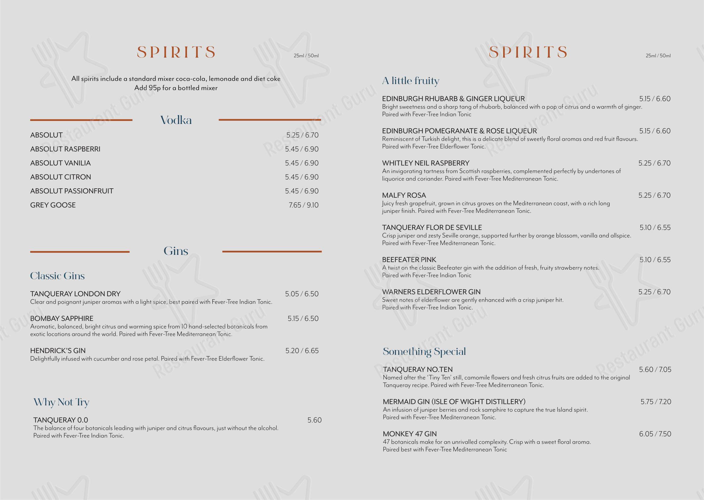 Carta de The Roundhouse Bar & Kitchen, Nottingham