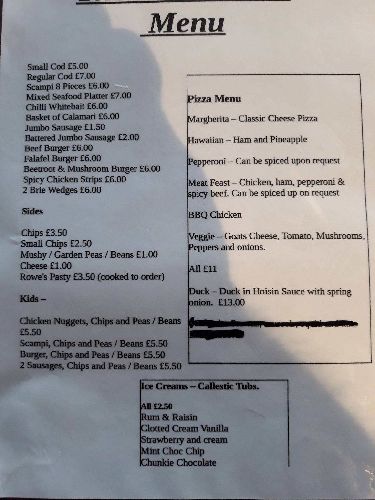 Menu at The Russell Inn pub & bar, Fowey