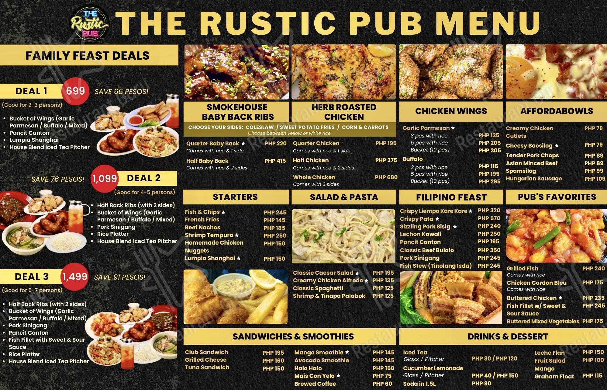 Menu at The Rustic Pub, Calbayog City