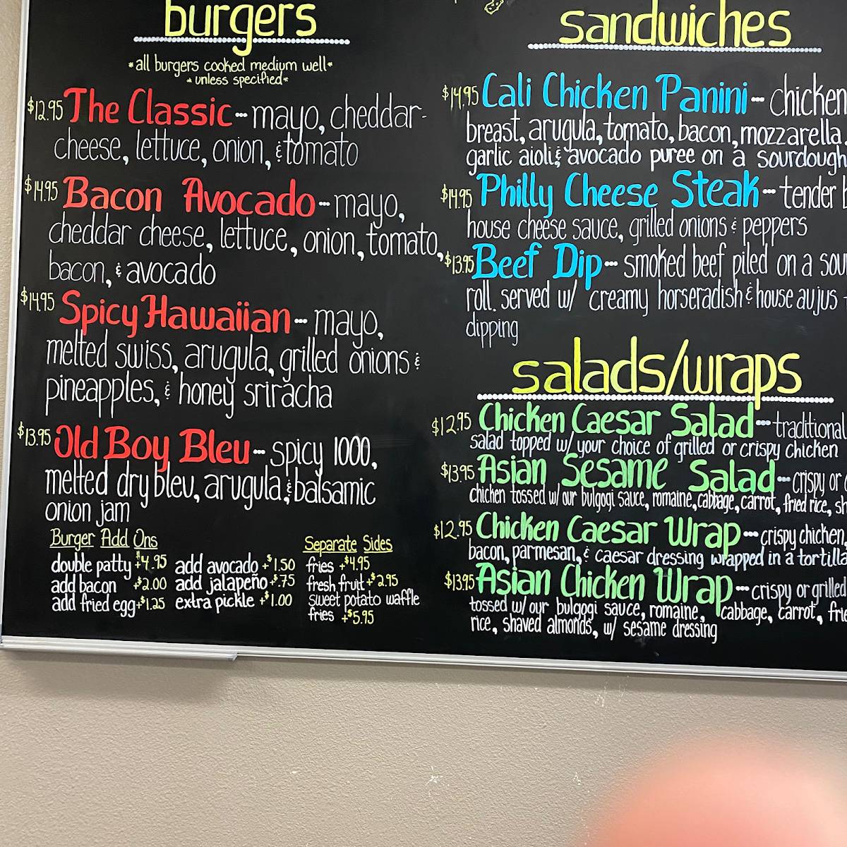 Menu at The Salty Pickle restaurant, Coalinga