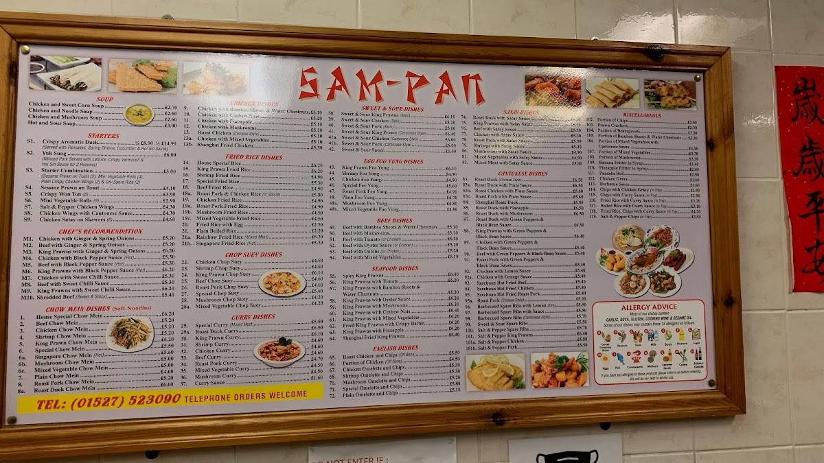 Menu at The Sam Pan fast food, Redditch