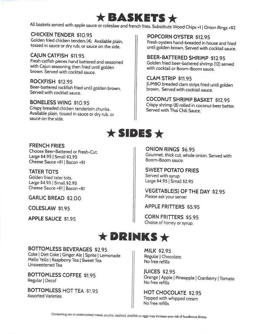 Menu at The Sherwood Inn pub & bar, New Salem Borough