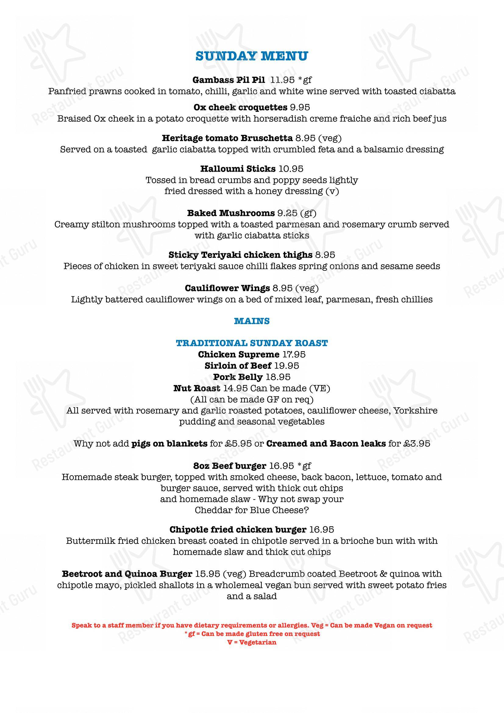 Menu at The Ship Inn pub & bar, Southfleet, Red St