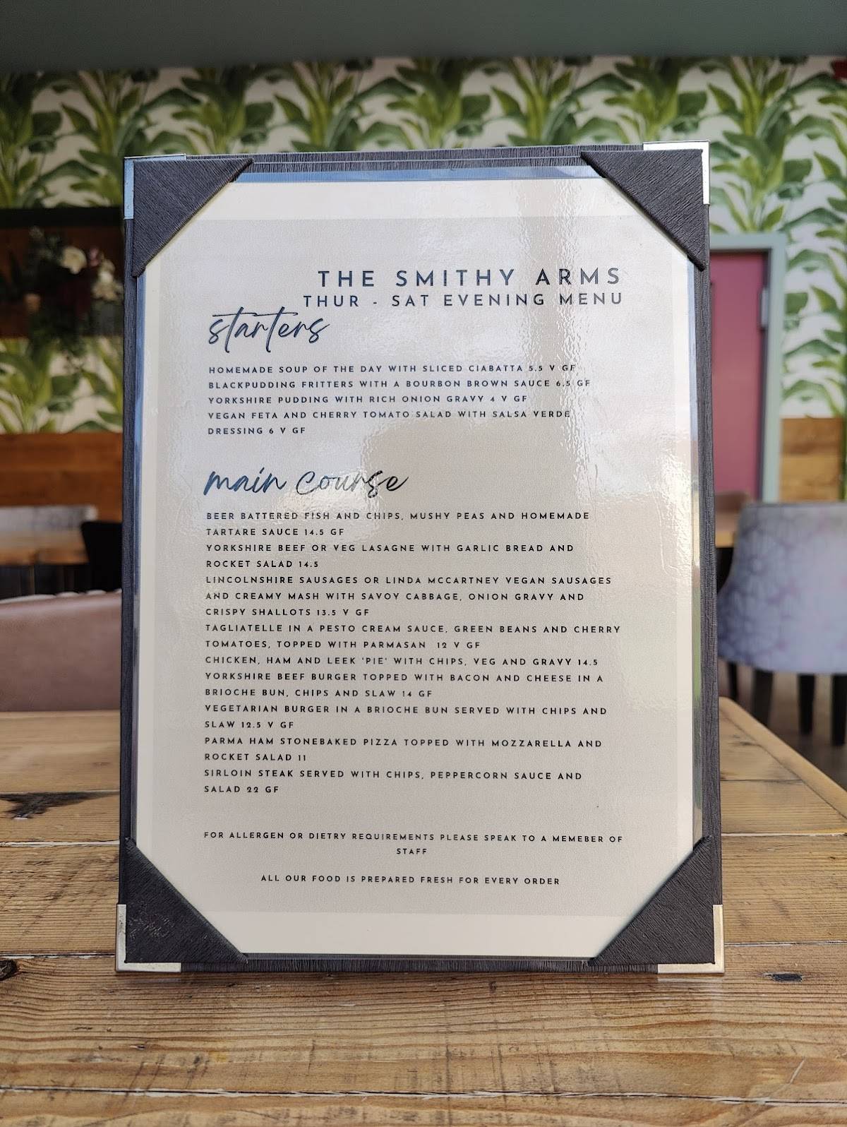 Menu at The Smithy Arms pub & bar, Malton