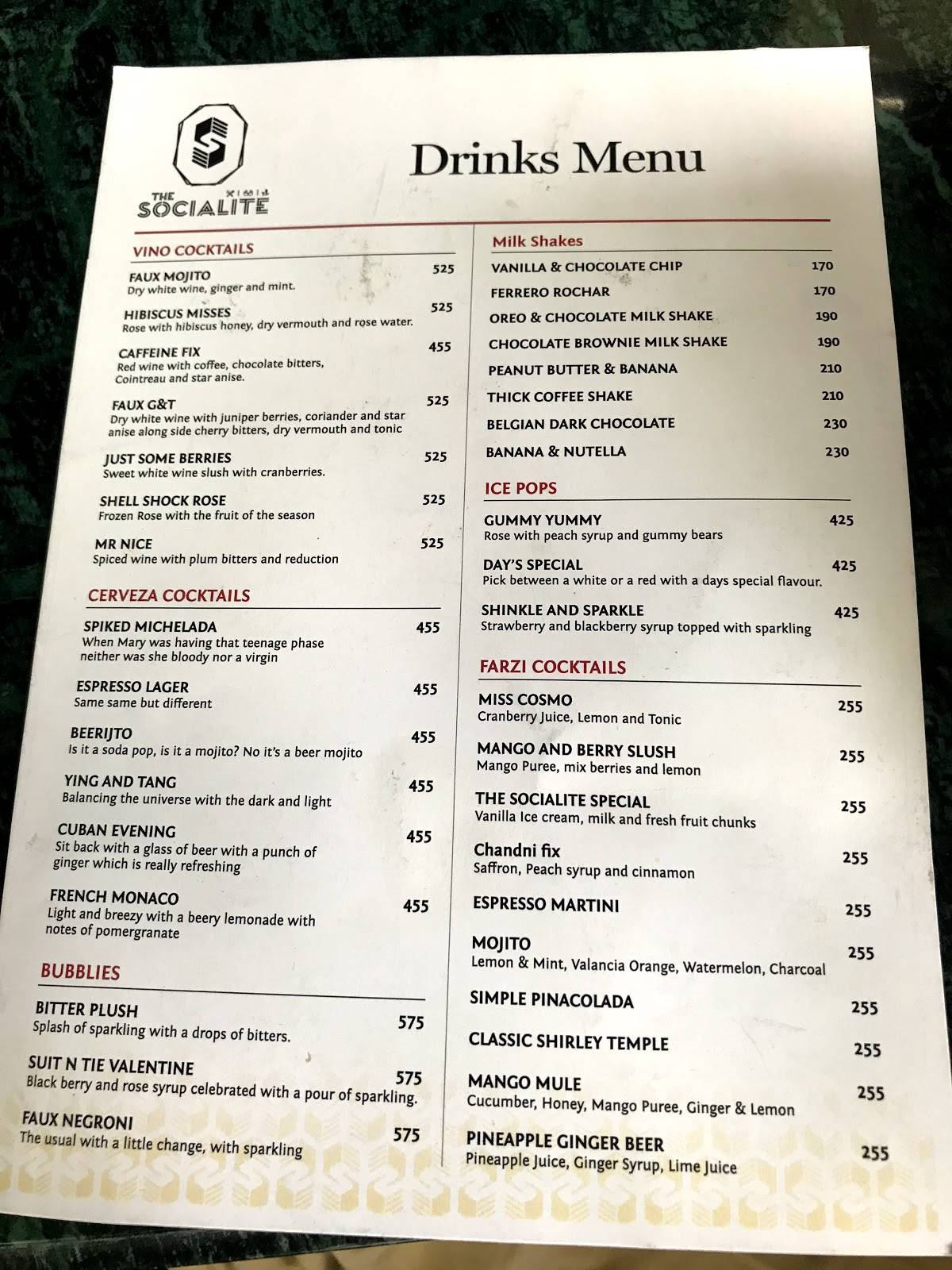 Menu at The Socialite- Rooftop family Restaurant lounge cafe, Jaipur ...
