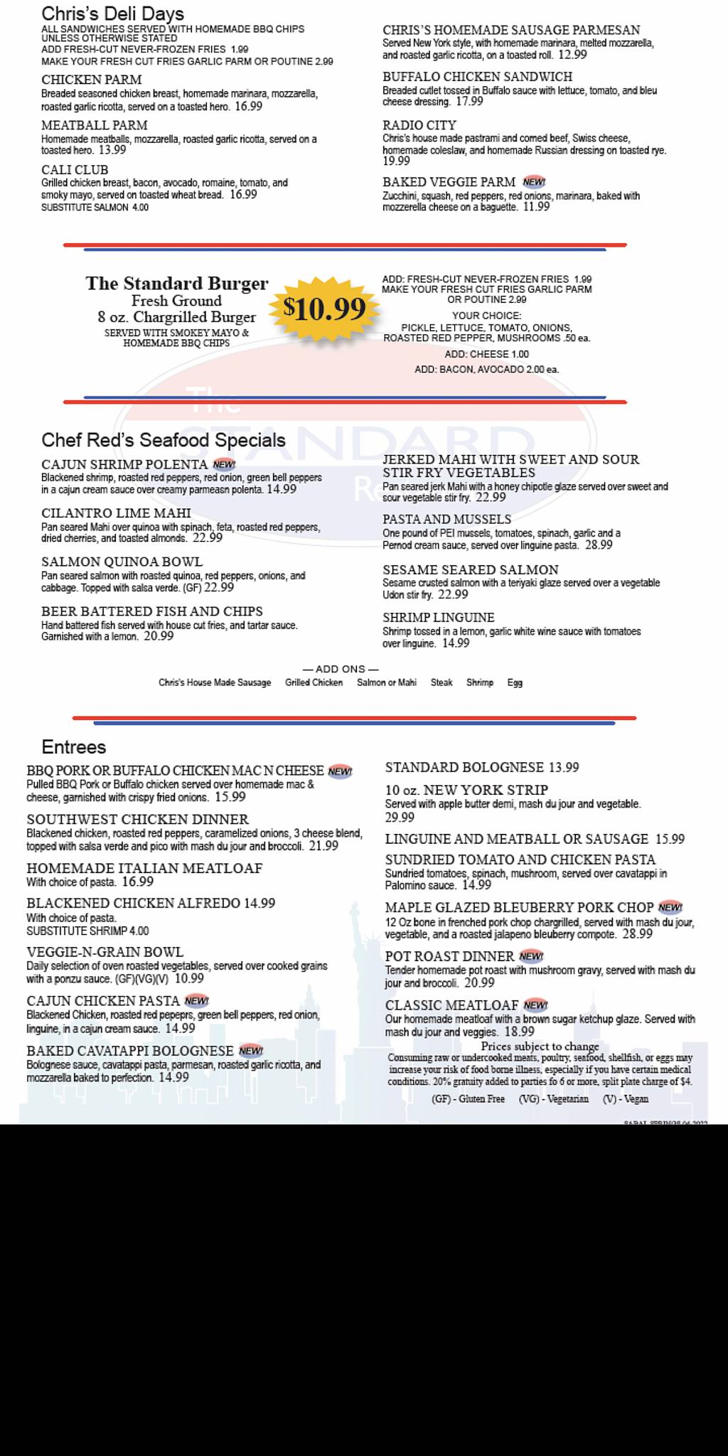 Menu at The Lake House at Sabal Springs pub & bar, North Fort Myers