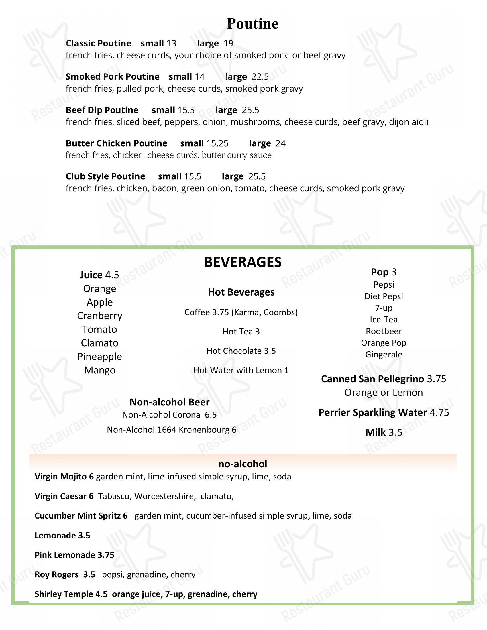 Menu at The Starboard Grill restaurant, Port Alberni, Argyle St