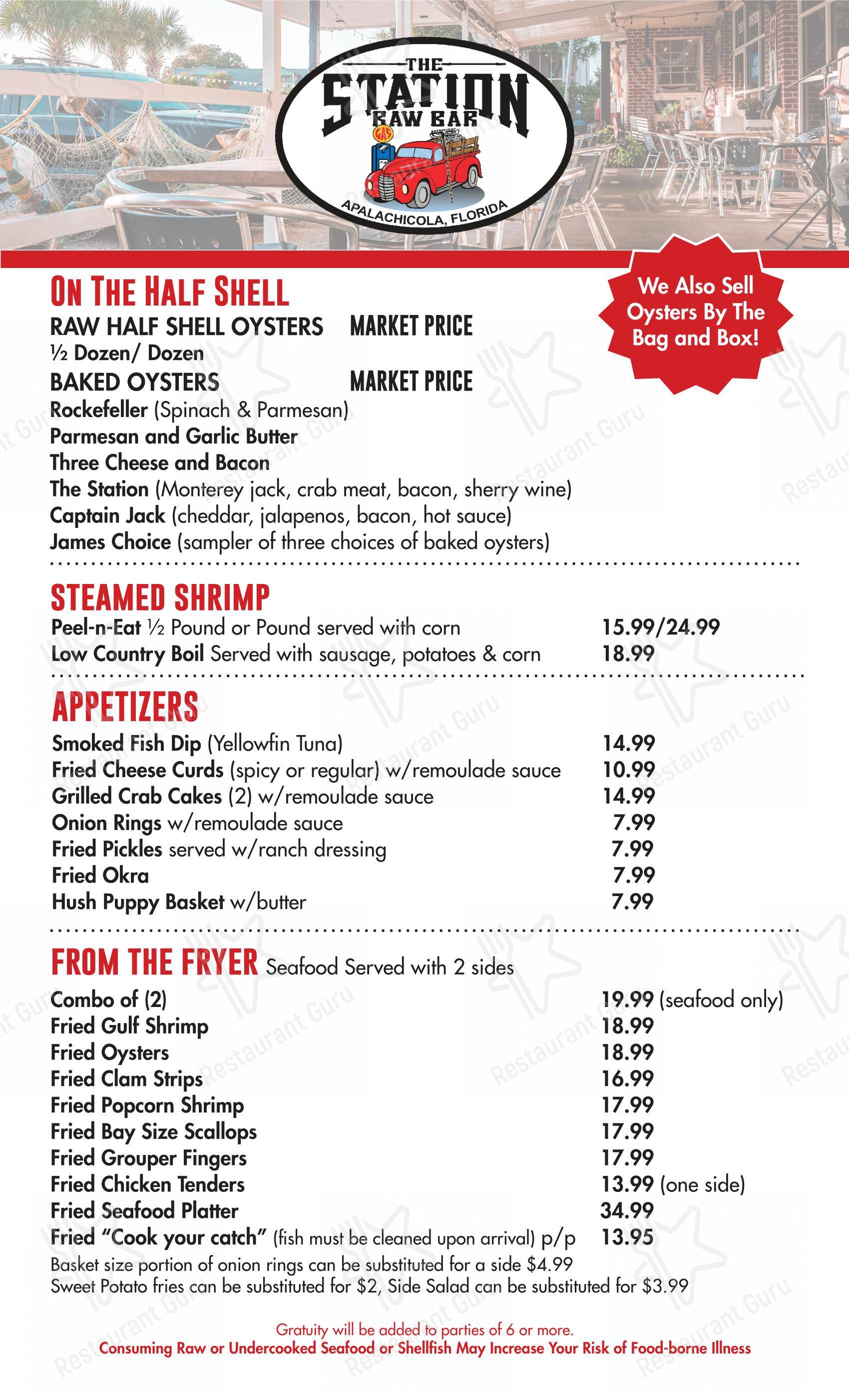Menu at The Station Raw Bar & Liquor Store, Apalachicola