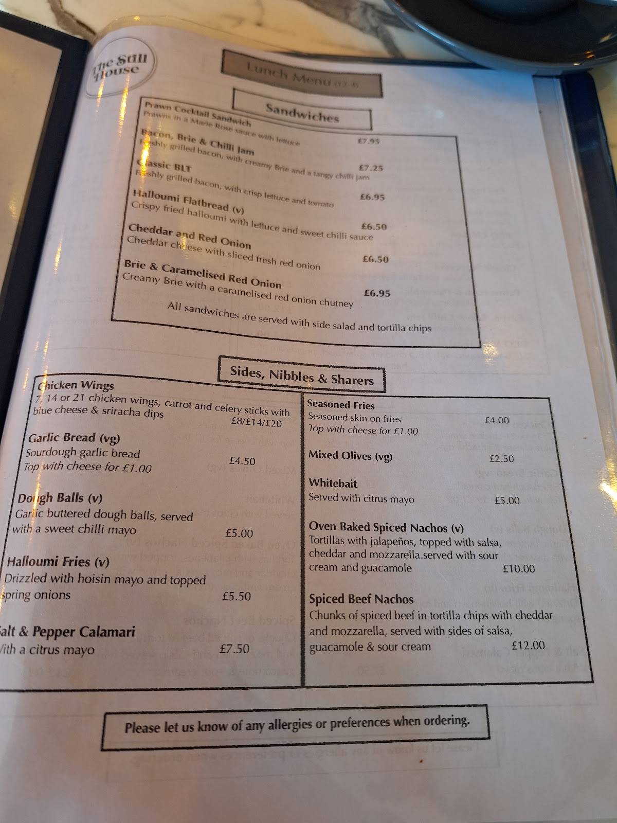Menu at The Still House pub & bar, Paignton