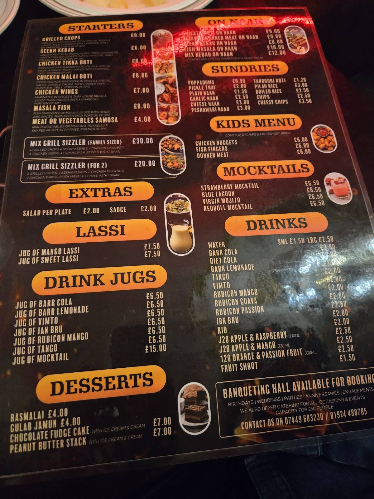 Menu at The Tawa House restaurant, Dewsbury