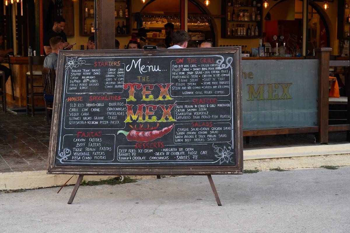 Menu at The Tex Mex, Kavos