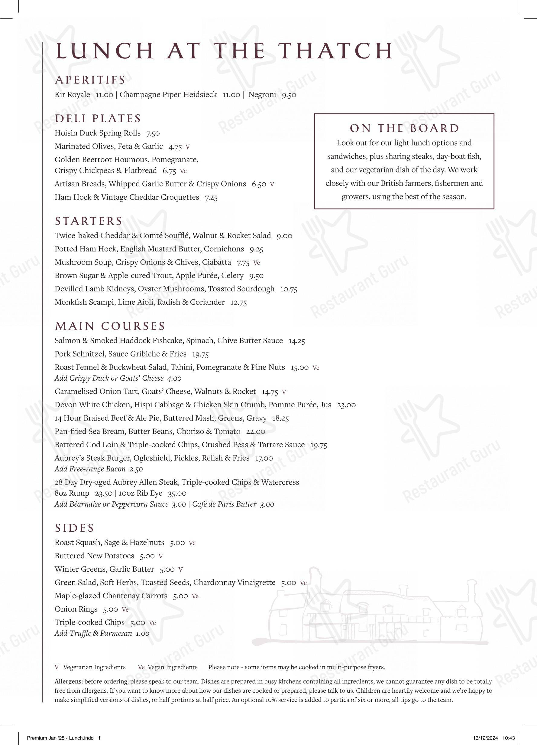Menu at The Thatch pub & bar, Thame